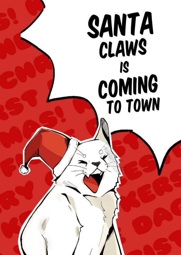 Kerstkaart retro santa claw - Kerstkaarten | Kaartje2go