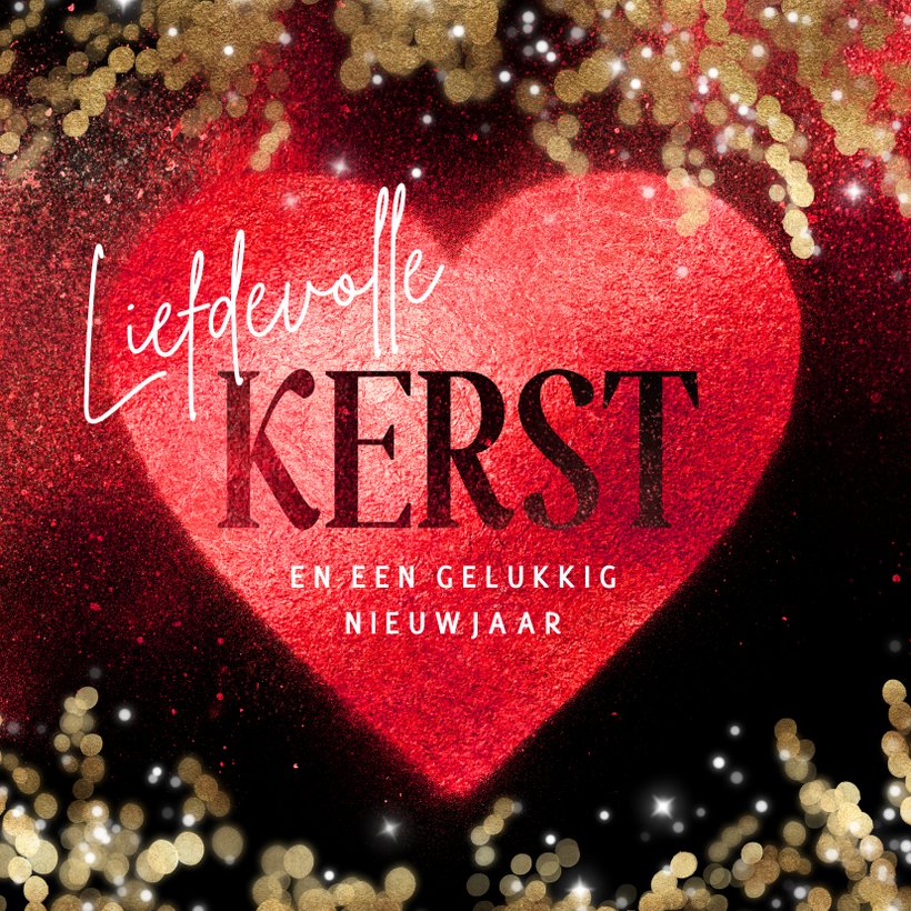 Kerstkaart rood hart - Kerstkaarten | Kaartje2go