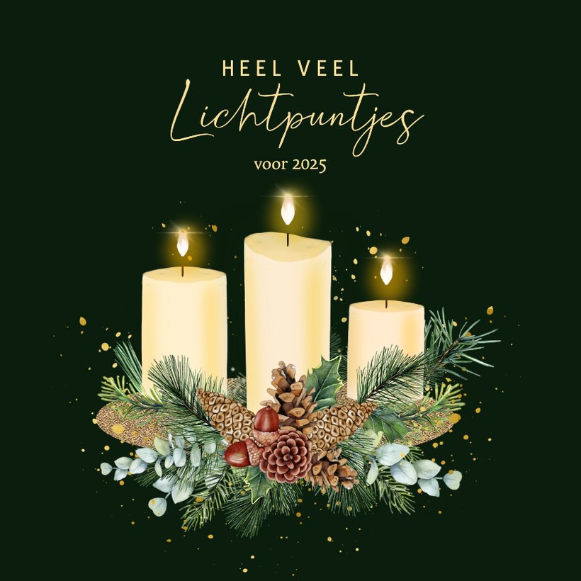 Kerstkaart sfeervolle kaarsen met dennentakken | Kaartje2go