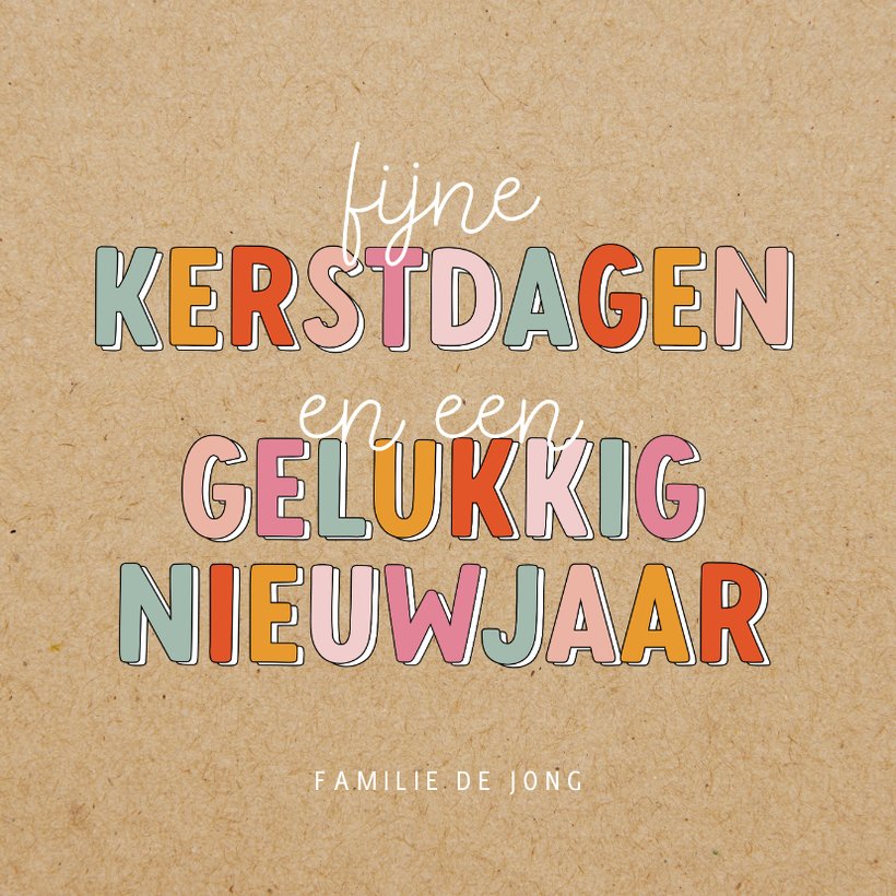 Kerstkaartje kraftlook met speelse tekst fijne | Kaartje2go