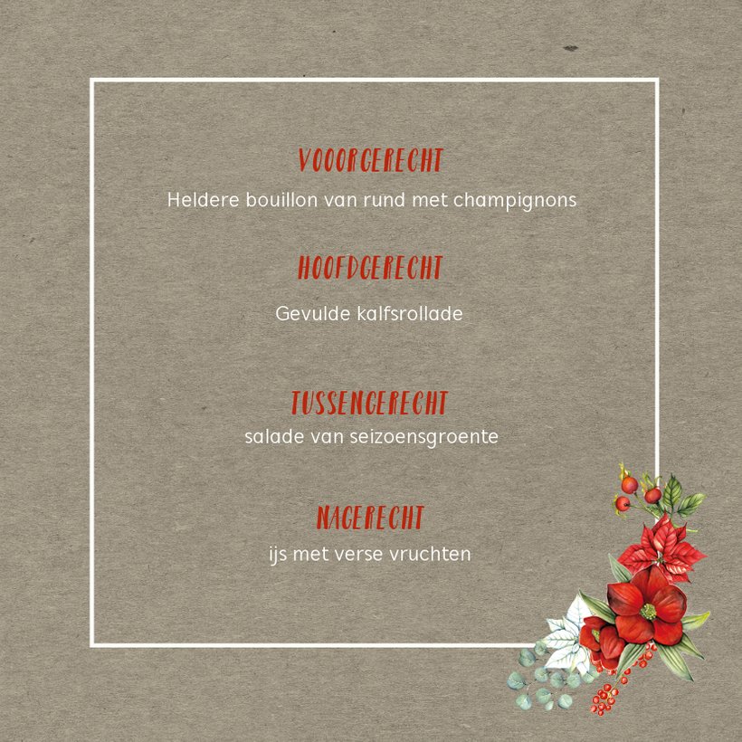 Kerstmenu botanical - Kerstkaarten | Kaartje2go