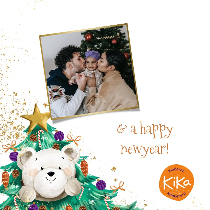 KiKa kerstkaart met beer verkleed als kerstboom | Kaartje2go