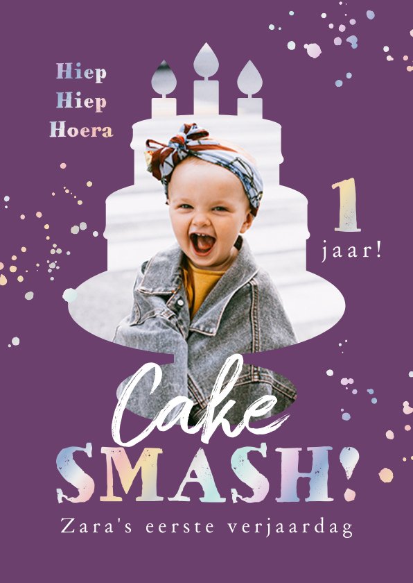 Kinderfeestje 1 jaar cake smash taart foto | Kaartje2go