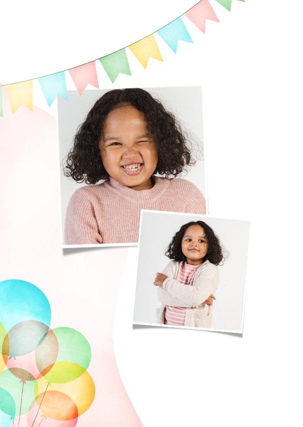 Kinderfeestje fotocollage cijfer 3 met slingers | Kaartje2go
