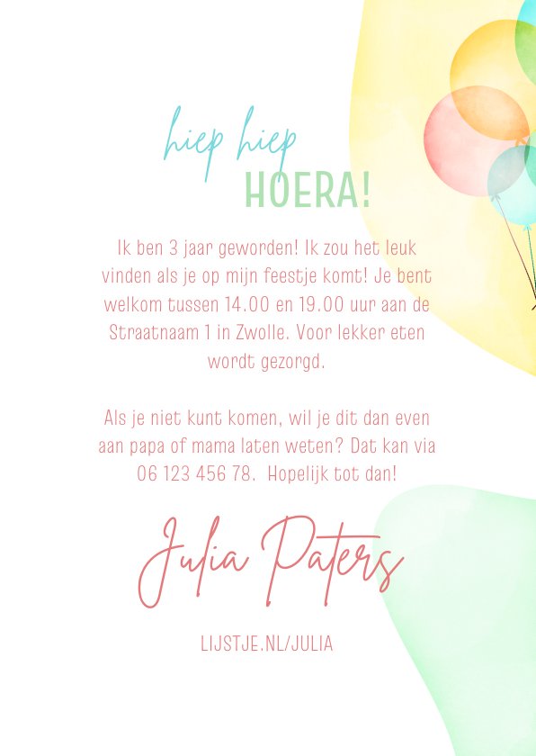 Kinderfeestje fotocollage cijfer 3 met slingers | Kaartje2go