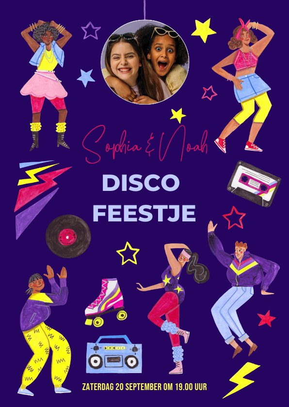 Kinderfeestje thema disco dansen discobol foto | Kaartje2go