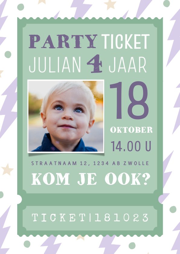 Kinderfeestje ticket met bliksem | Kaartje2go