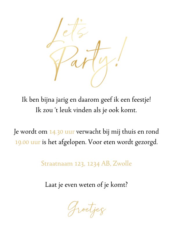 Kinderfeestje uitnodiging 12 jaar goud confetti | Kaartje2go