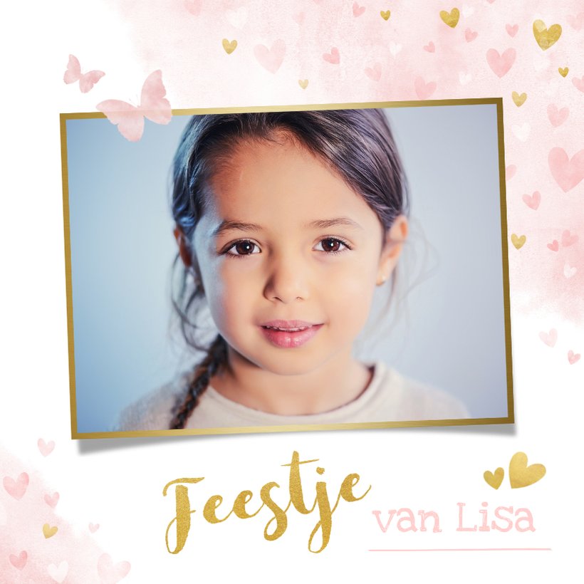 Kinderfeestje uitnodiging meisje met roze en | Kaartje2go