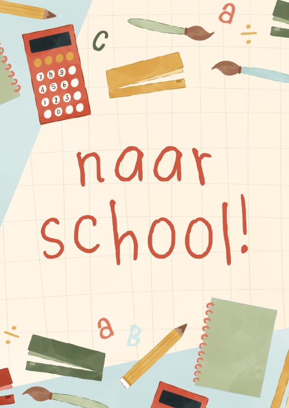 Kinderkaart naar school met schoolspulletjes | Kaartje2go