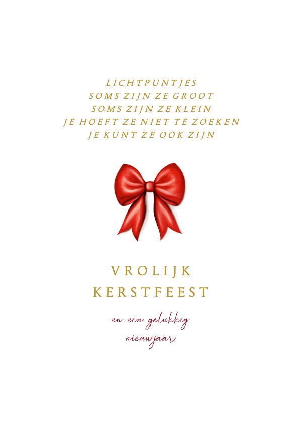 Klassieke kerstkaart met rode strik | Kaartje2go