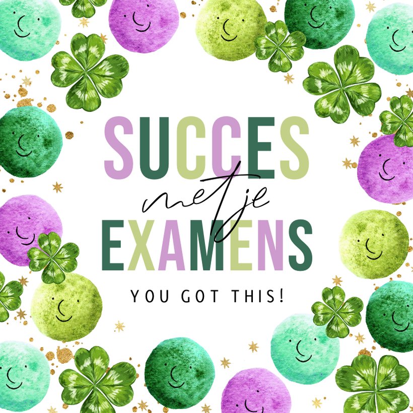 Kleurrijke kaart succes examen watercolor | Kaartje2go