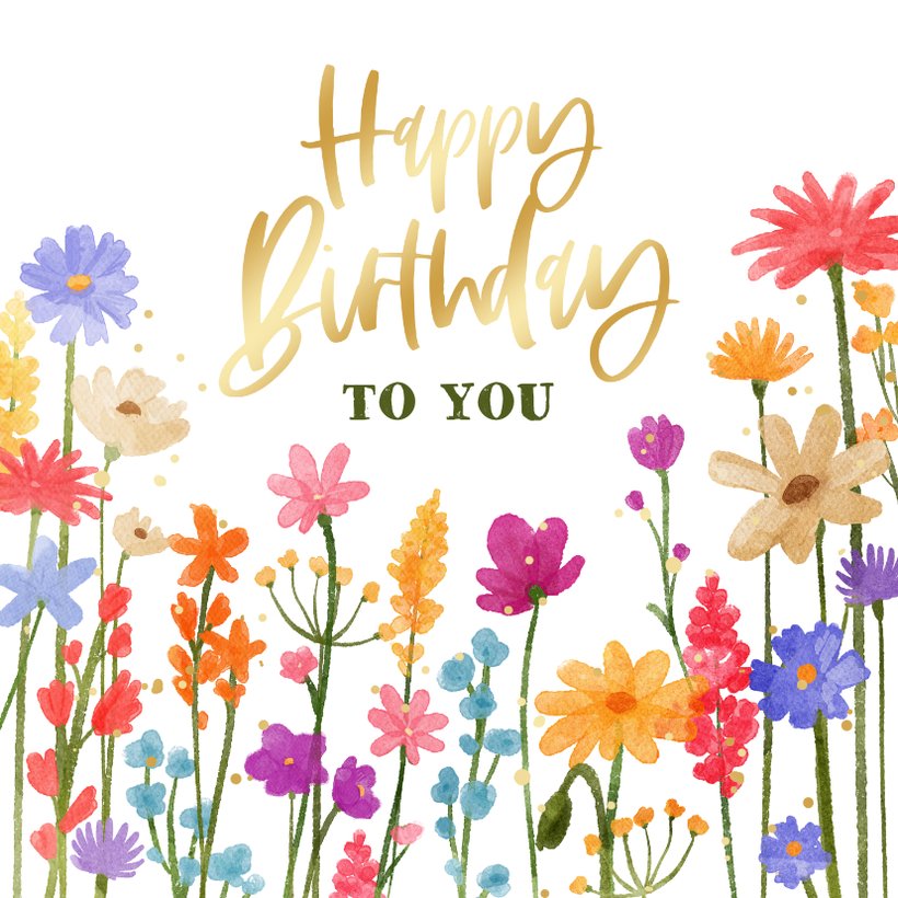 Kleurrijke verjaardagskaart wilde bloemen | Kaartje2go