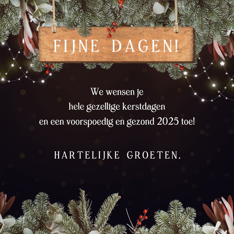 Knusse kerstkaart met kersttakjes lampjes en | Kaartje2go
