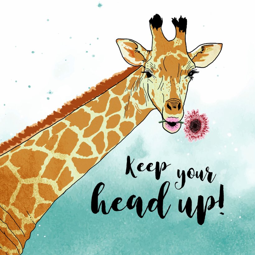 Kop op kaart- bemoedigende kaart met Giraffe | Kaartje2go