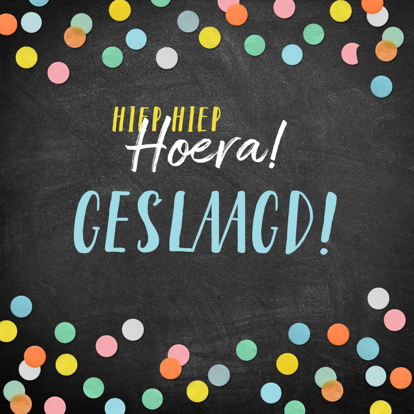 Leuke geslaagd kaart met confetti, typografie | Kaartje2go