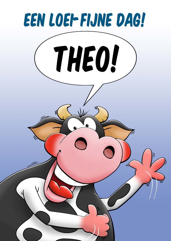 Leuke verjaardagskaart grappige koe grote naam | Kaartje2go