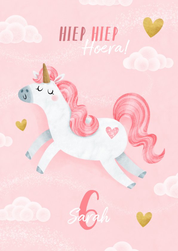 Leuke verjaardagskaart meisje met eenhoorn en | Kaartje2go