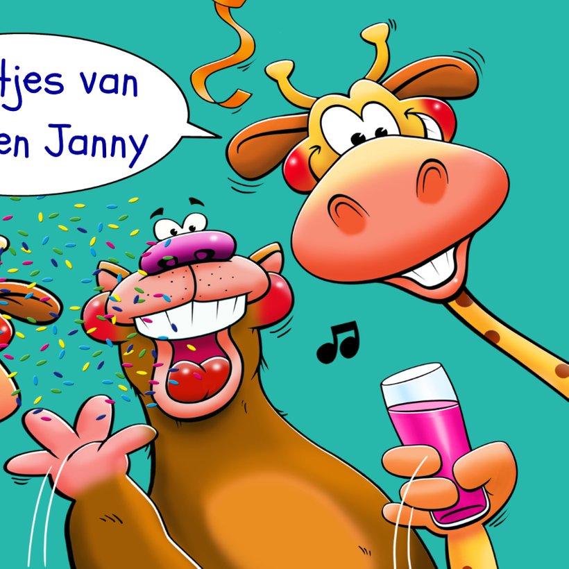 Leuke verjaardagskaart met grappige beesten in | Kaartje2go