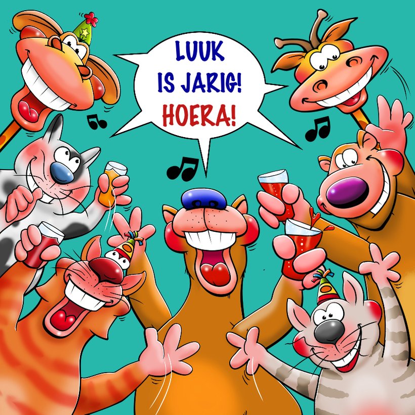 Leuke verjaardagskaart met grappige beesten in | Kaartje2go