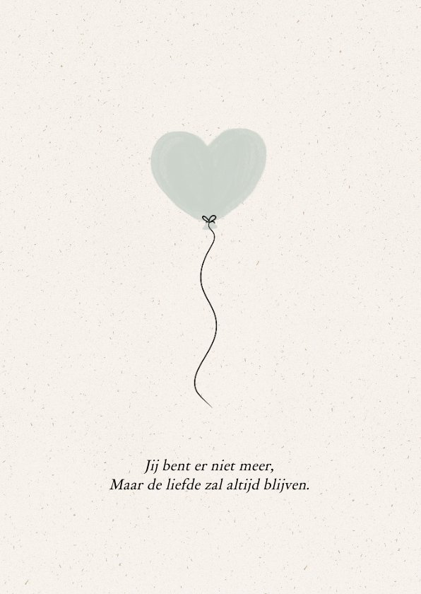 Lief bedankkaartje rouw met blauw ballon hartje | Kaartje2go