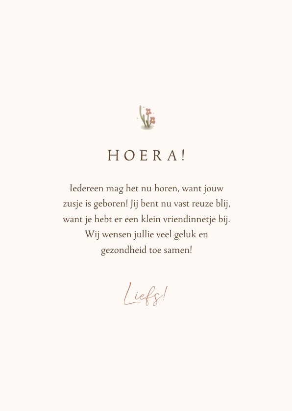 Lief felicitatiekaartje voor een zusje met | Kaartje2go