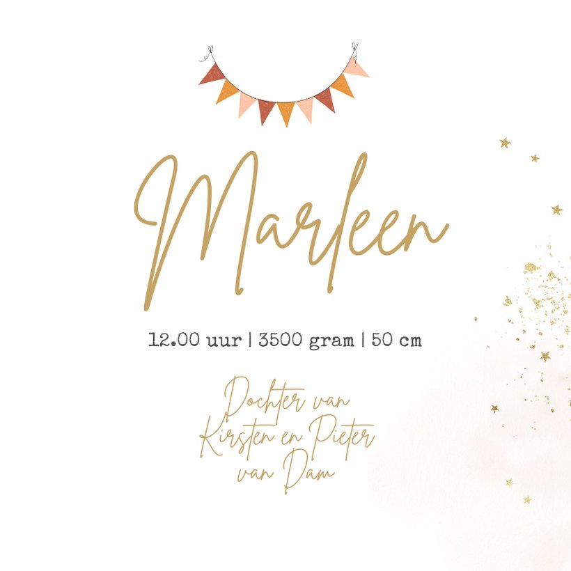 Lief geboortekaartje babydieren goudfolie | Kaartje2go