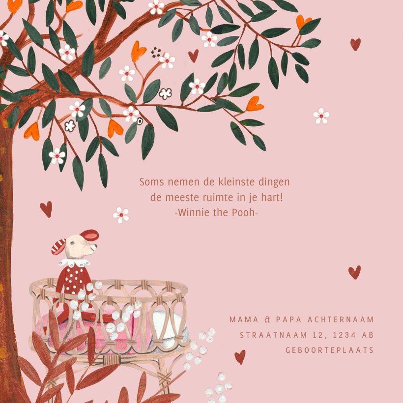 Lief geboortekaartje boom met blaadjes natuur | Kaartje2go