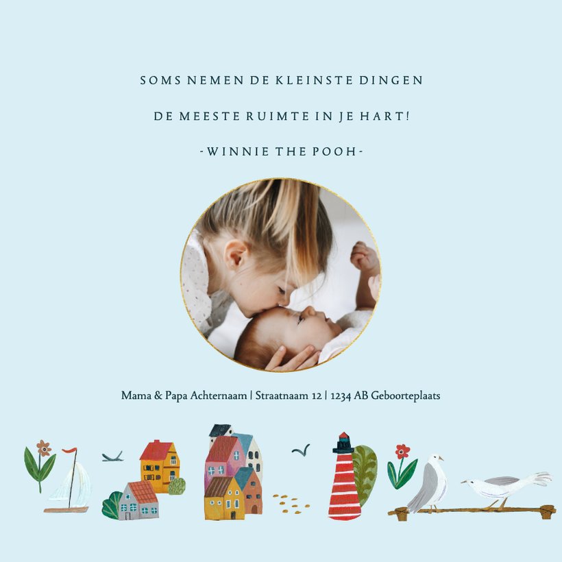 Lief geboortekaartje bootje op zee met een | Kaartje2go