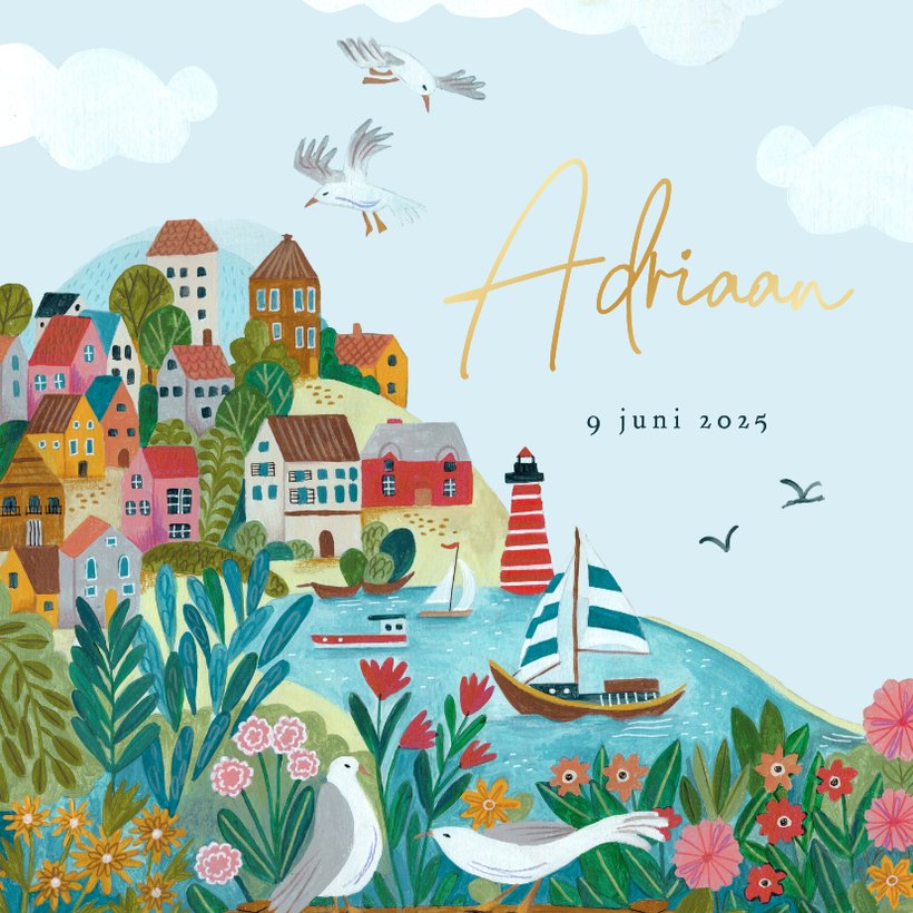 Lief geboortekaartje bootje op zee met een | Kaartje2go