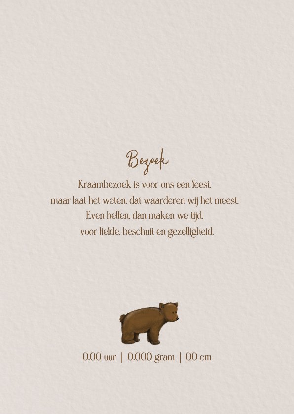 Lief geboortekaartje met tekening van 2 beren | Kaartje2go