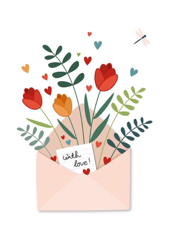Liefde kaart envelop met bloemen - Wenskaarten | Kaartje2go