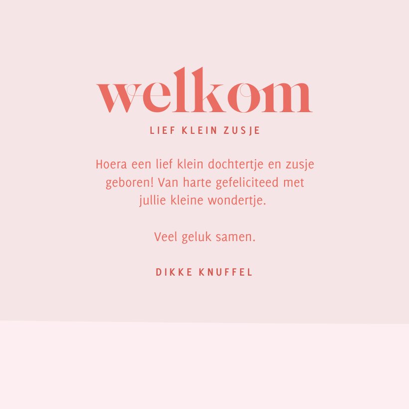 Lieve felicitatiekaart geboorte zusje | Kaartje2go