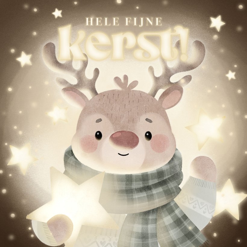 Lieve kerstkaart rendier met lichtgevende | Kaartje2go