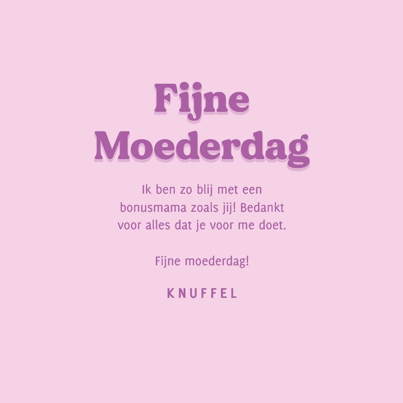 Lieve moederdag kaartje voor bonusmama roze | Kaartje2go
