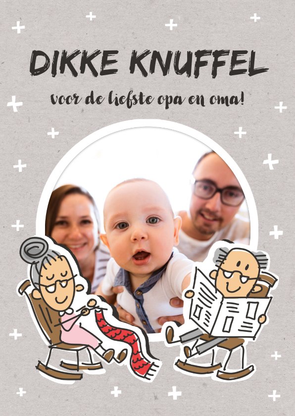 Lieve opa en oma kaart met dikke knuffel en | Kaartje2go