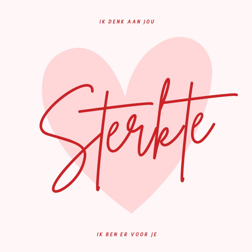 Lieve sterktekaart met groot roze hart | Kaartje2go