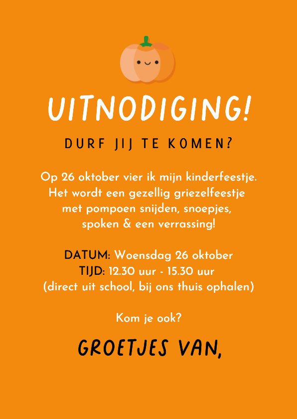 Lieve uitnodiging voor een griezel Halloween | Kaartje2go
