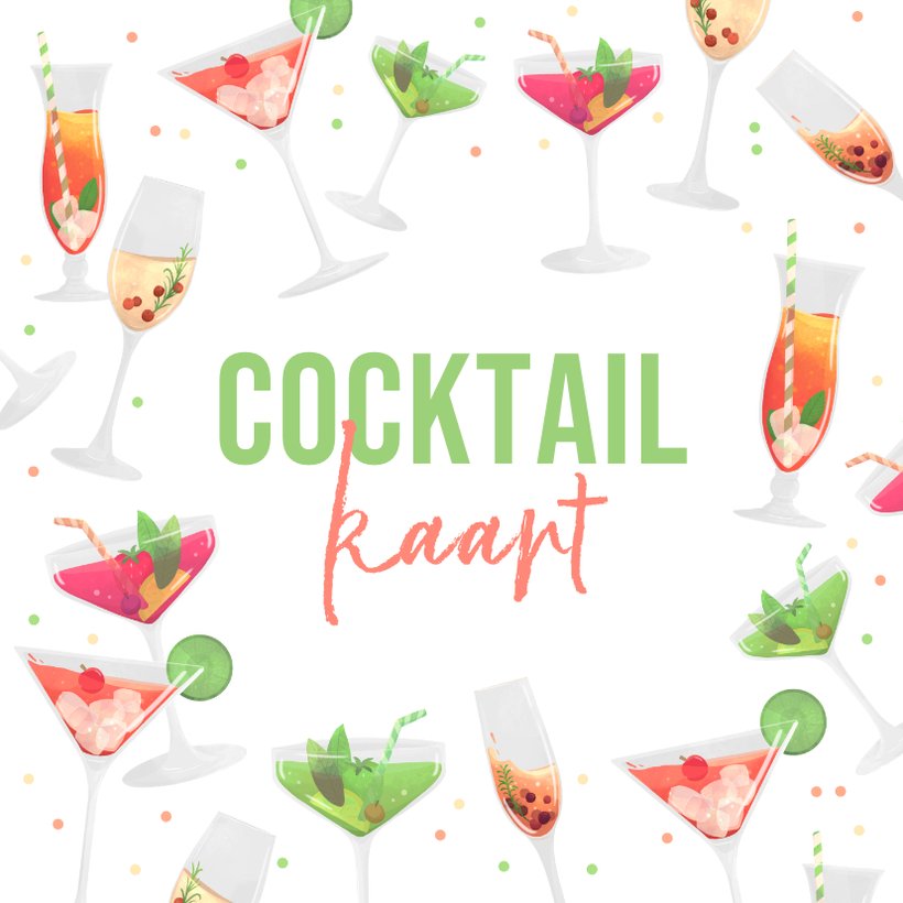 Menukaart cocktail kaart zomer kleurrijk | Kaartje2go