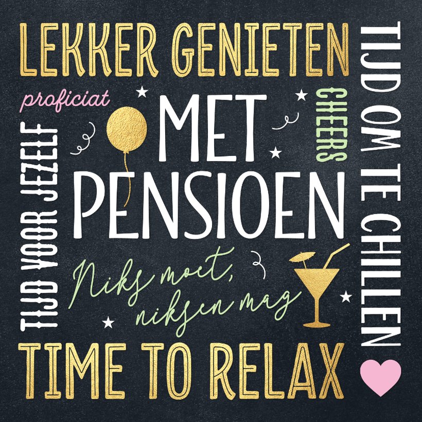Met pensioen felicitatie kaart teksten cocktail | Kaartje2go