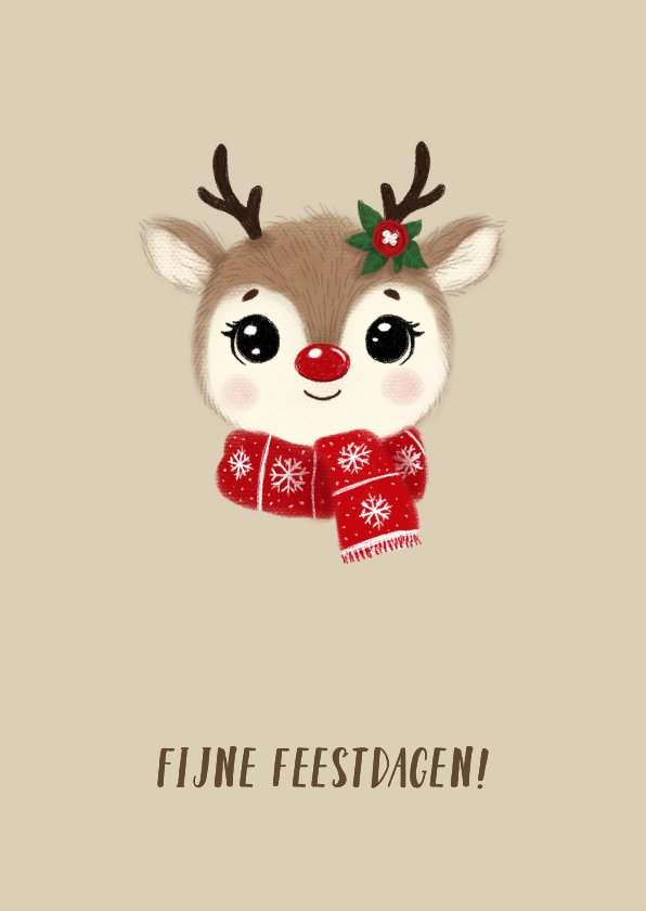 Minimalistische kerstkaart met rendier | Kaartje2go