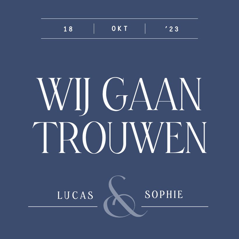 Minimalistische trouwkaart met lijntjes in | Kaartje2go