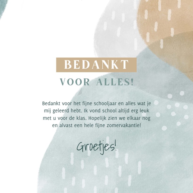Moderne bedankkaart om de meester te bedanken | Kaartje2go