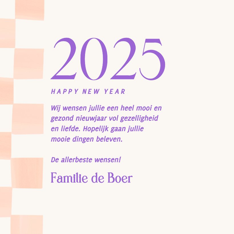 Moderne fotokaart nieuwjaar oranje blokjes met | Kaartje2go