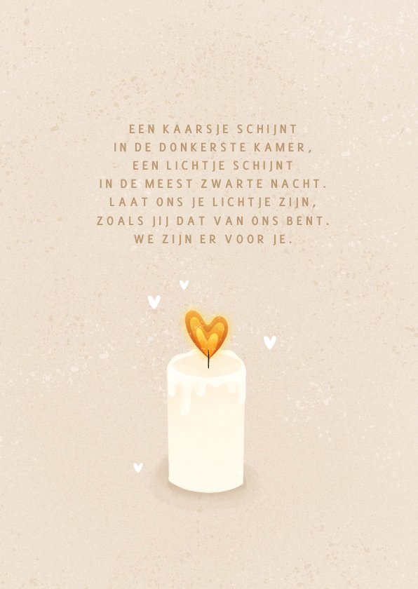 Moderne sterkte kaart met kaarsje en hartjes | Kaartje2go