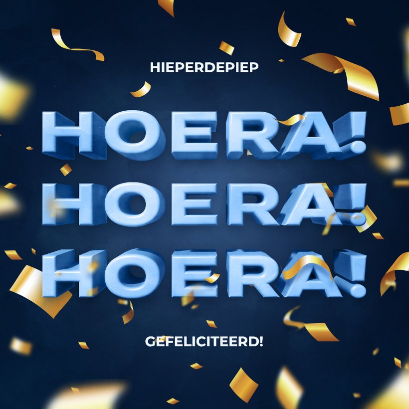 Moderne verjaardagskaart 3D confetti hoera | Kaartje2go