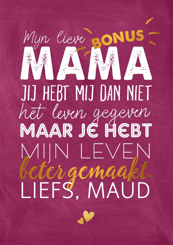 Moederdag kaart bonusmama - Moederdag kaarten | Kaartje2go
