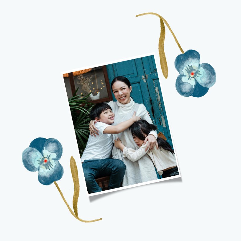 Moederdagkaart blauwe viooltjes ik hou van jou | Kaartje2go