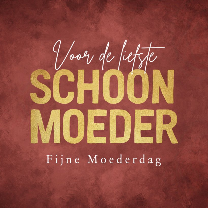 Moederdagkaart liefste schoonmoeder goud rood | Kaartje2go