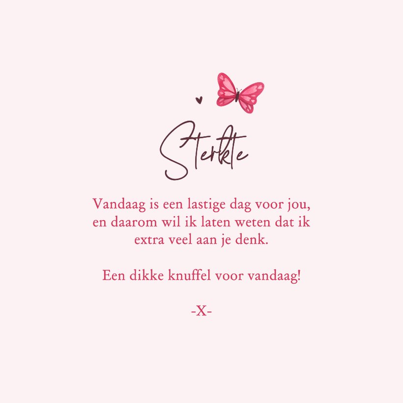 Moederdagkaart sterkte vlinder ik denk aan je | Kaartje2go